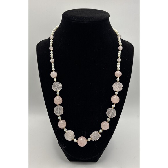 Jewelry | Louis Sinclair Carved Rose Quartz Coral Necklace 22 | Poshmark